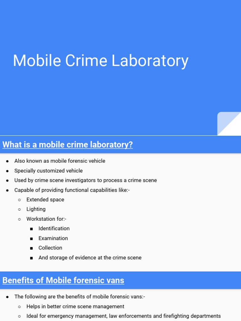 Final Mobile Crime Laboratory | PDF