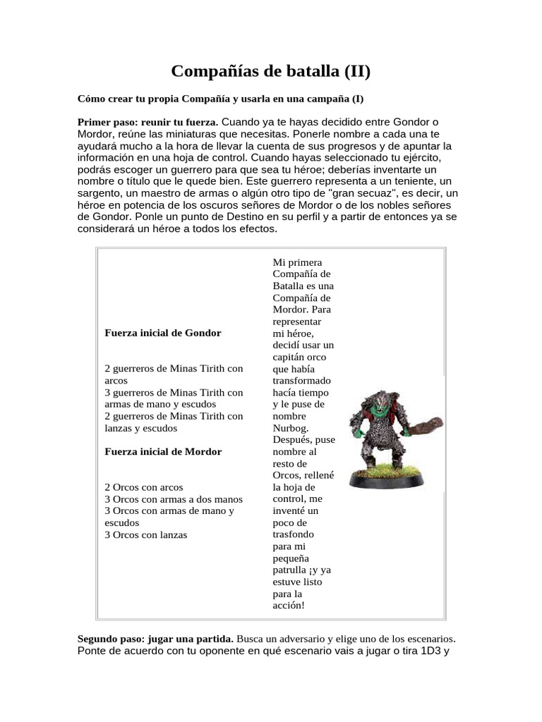 Compañías de Batalla Warhammer ESDLA | PDF