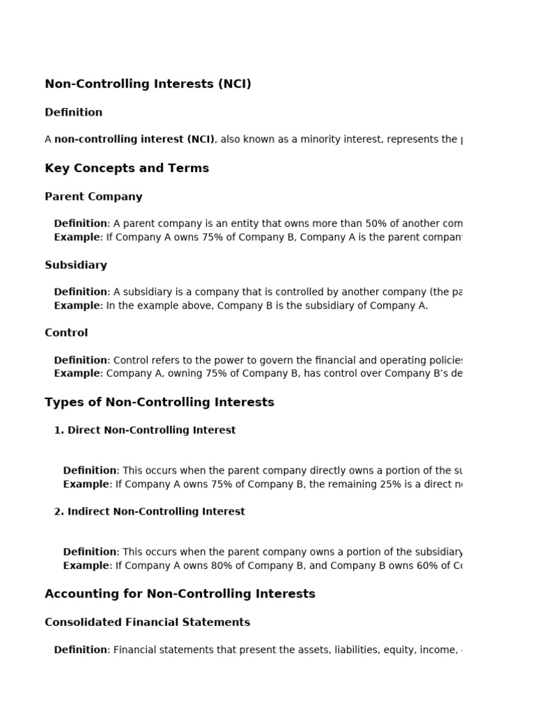 Non-Controlling Interests | PDF