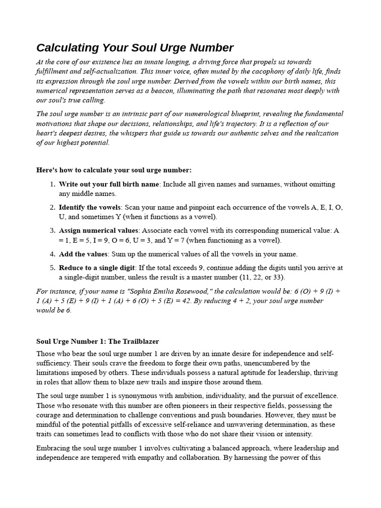 Calculating Souls Urge Number and Numbers Meanings | PDF