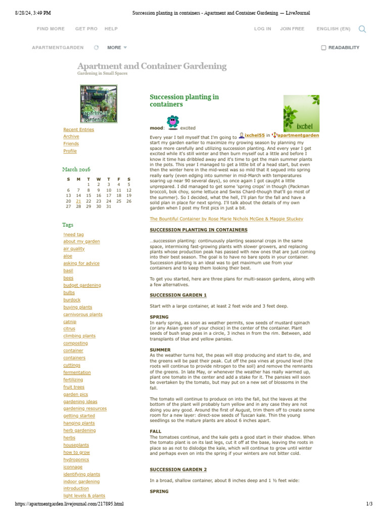 Succession Planting in Containers - Apartment and Container Gardening ...