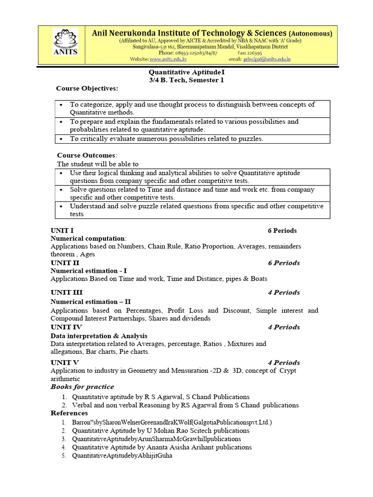 QA VA SS Syllabus | PDF