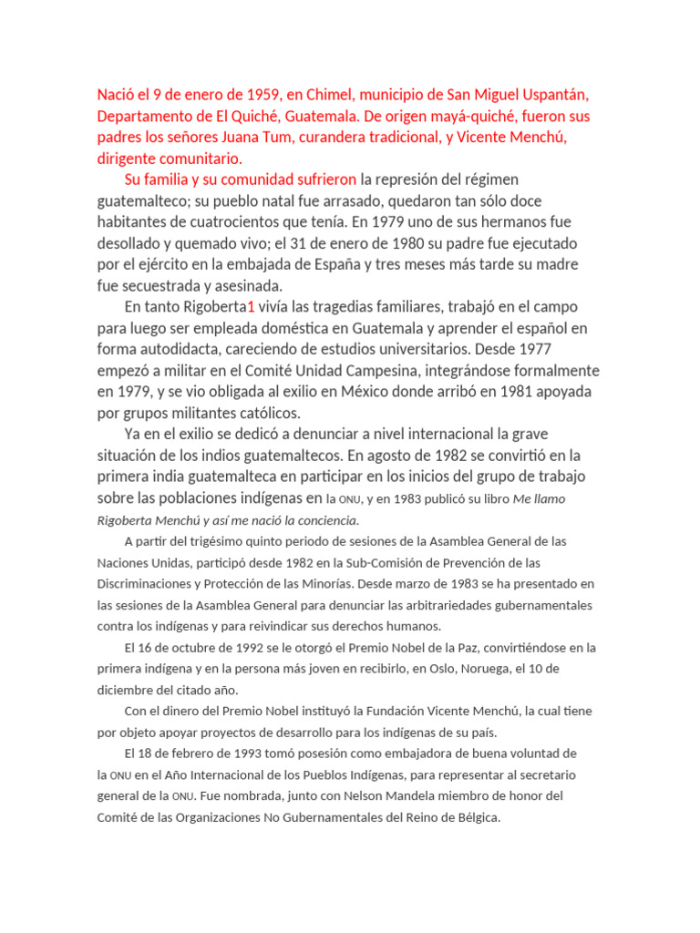 Rigoberta Menchu | PDF