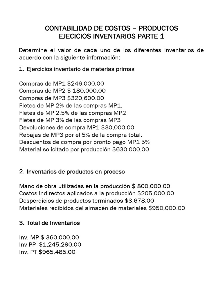 02 Ejercicios Inventarios - O2024 | PDF