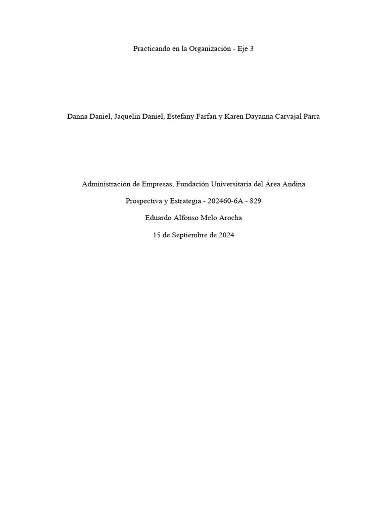 Prospectiva EJE 3 - Practicando en la Organización | PDF