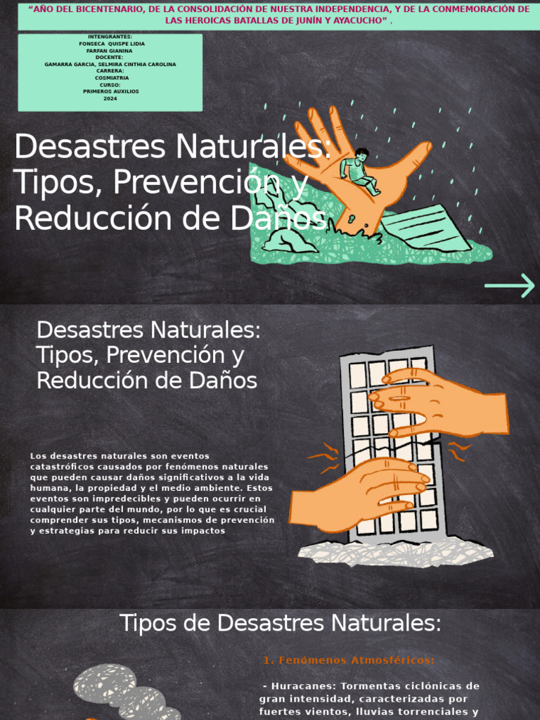 Presentacion Desastres Naturales Ilustrado Verde y Negro | PDF