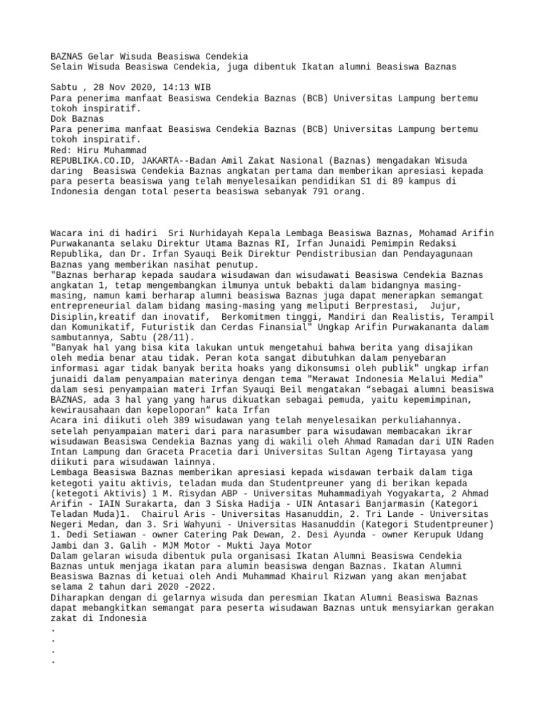 BAZNAS Gelar Wisuda | PDF