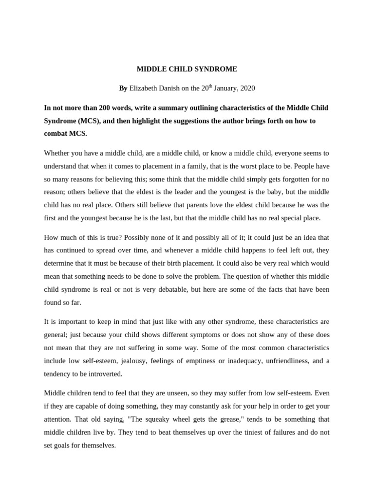 Middle Child Syndrome | PDF