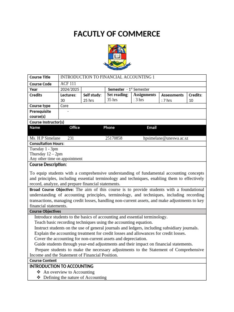 Module Outline - ACF 111 | PDF