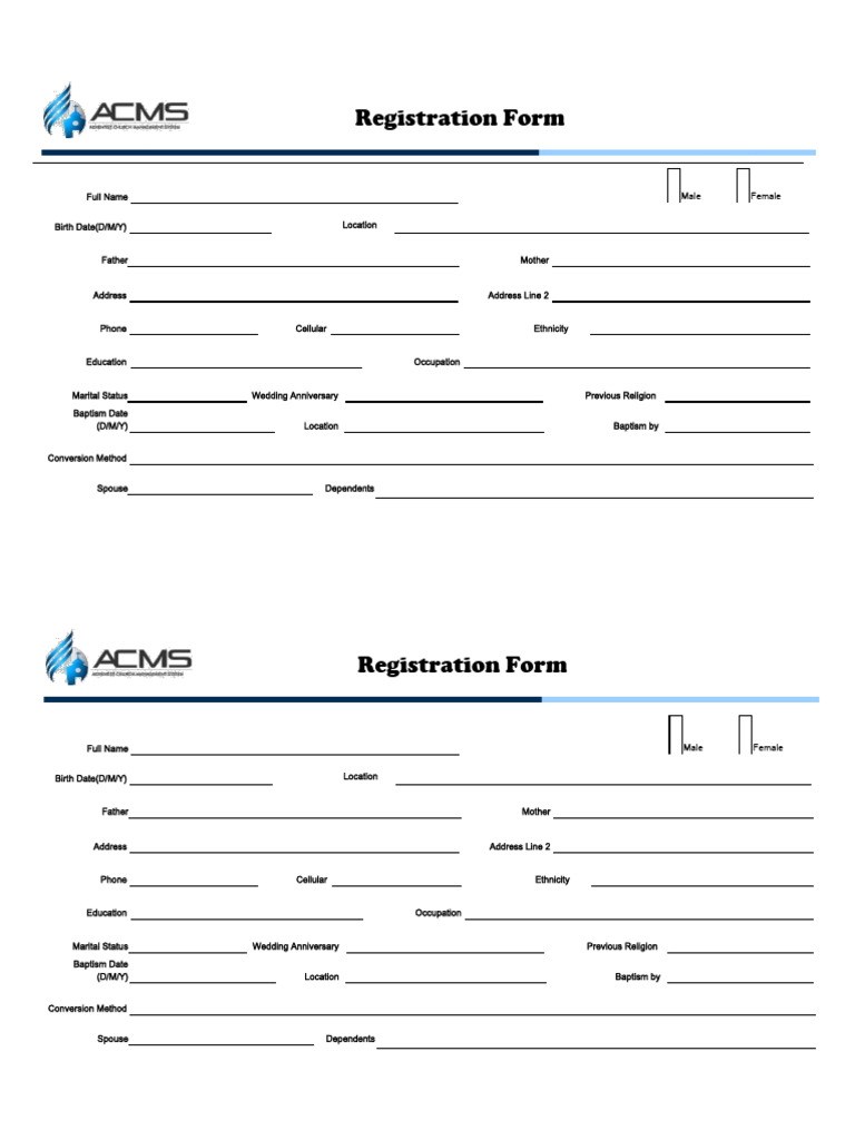 ACMS Registration Form | PDF