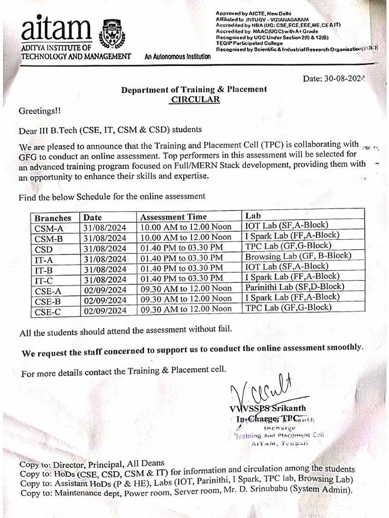 GFG-Assessment Circular | PDF
