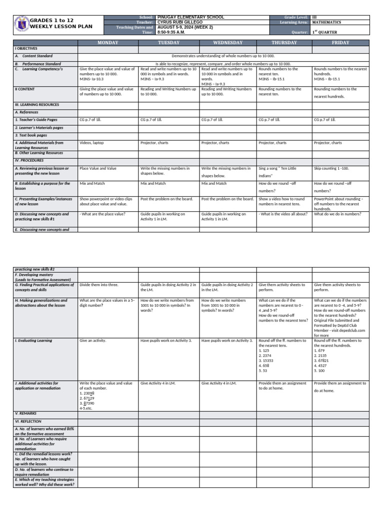 WLP - Mathematics 3 - Q1 - W2 | PDF