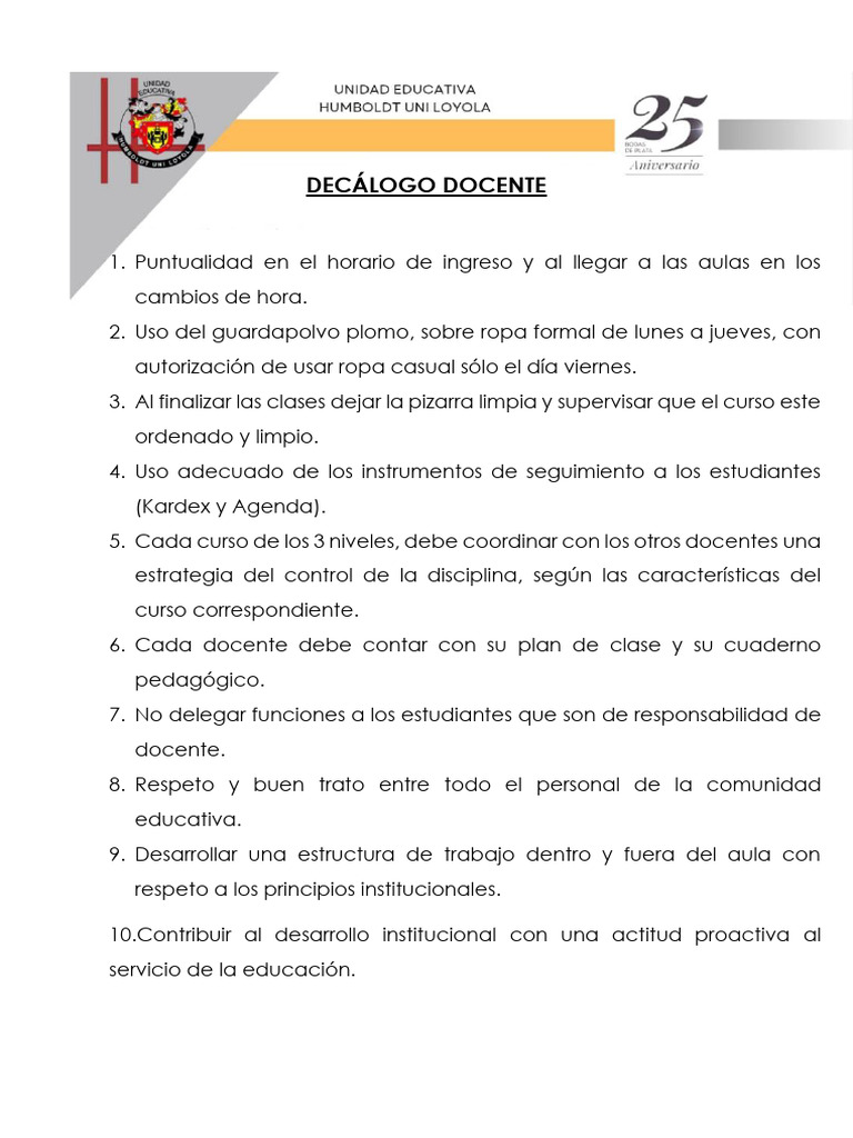 Decálogo Docente | PDF