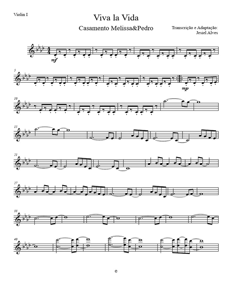 Viva La Vida - Violin I | PDF