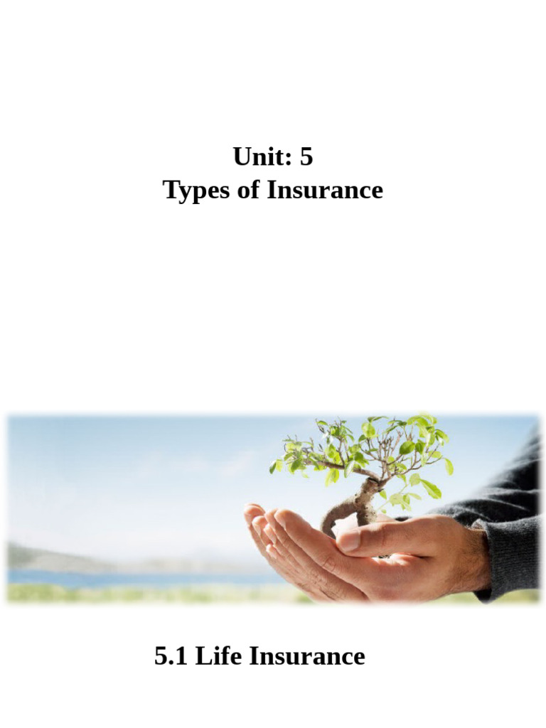 Unit - 5 Types of Insurance | PDF