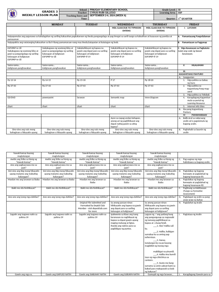 WLP - Esp 3 - Q1 - W6 | PDF