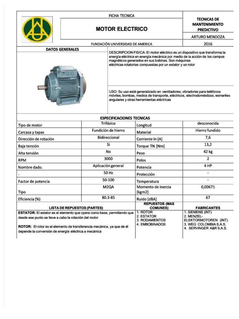 PDF 337239602 Ficha Tecnica Motor Electricodocx - Compress | PDF