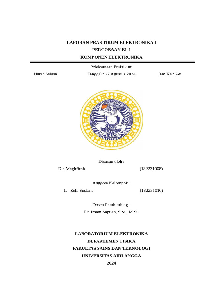 Laprak 1 Komponen Elektronika 1 | PDF