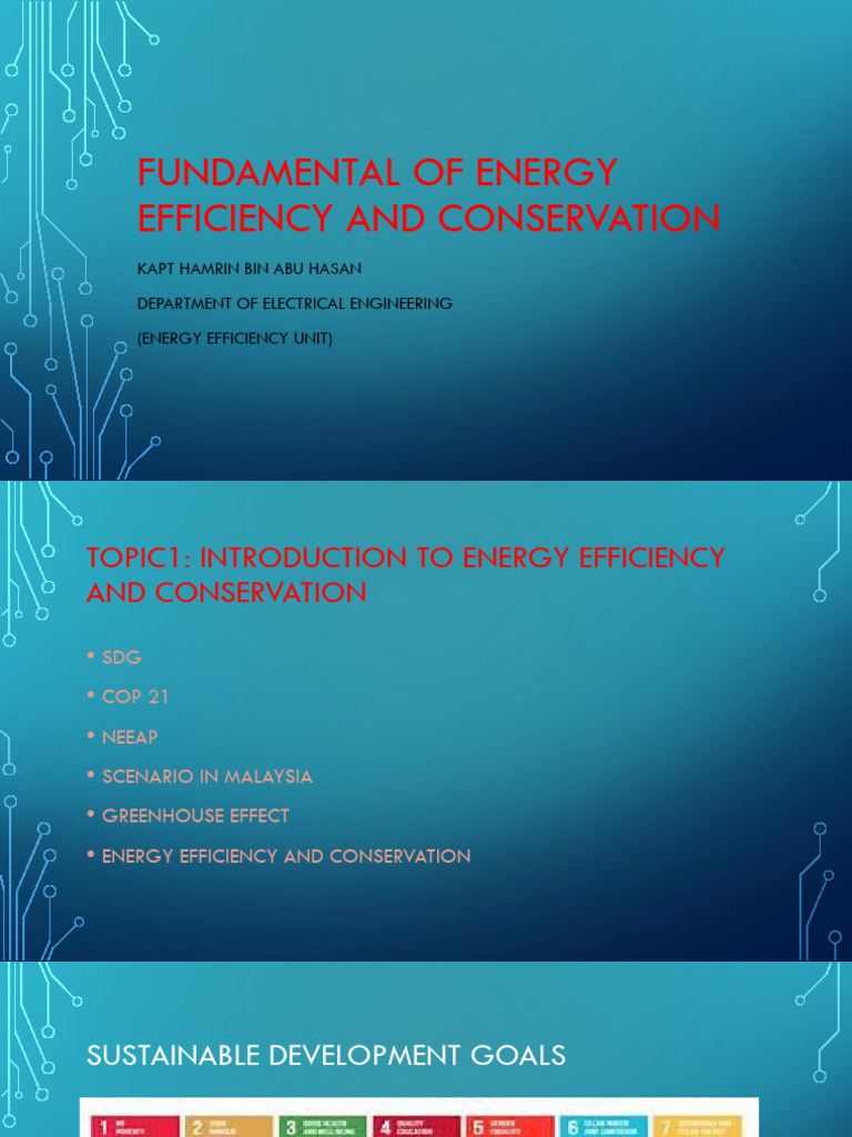 Topic 1 Fundamental of Energy Efficiency and Conservation | PDF