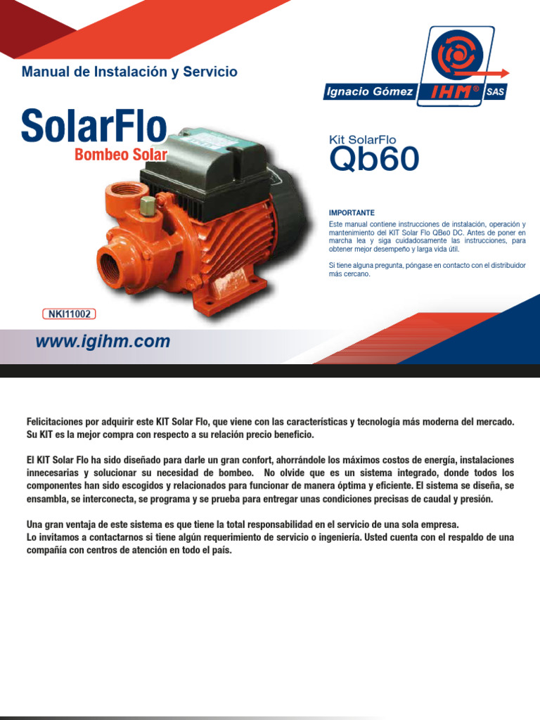 Manual Qb60 Solarflo | PDF