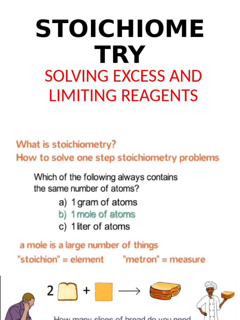 STOICHIOMETRY Solving EXCESS Limiting Reagent | PDF