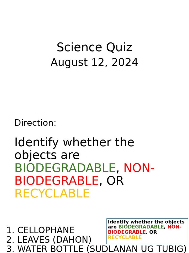 Science Quiz | PDF