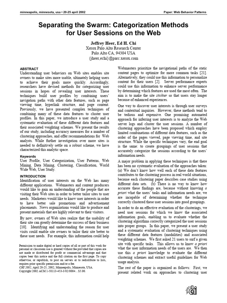 Jeffrey Heer, Ed H. Chi: Xerox Palo Alto Research Center Palo Alto CA ...