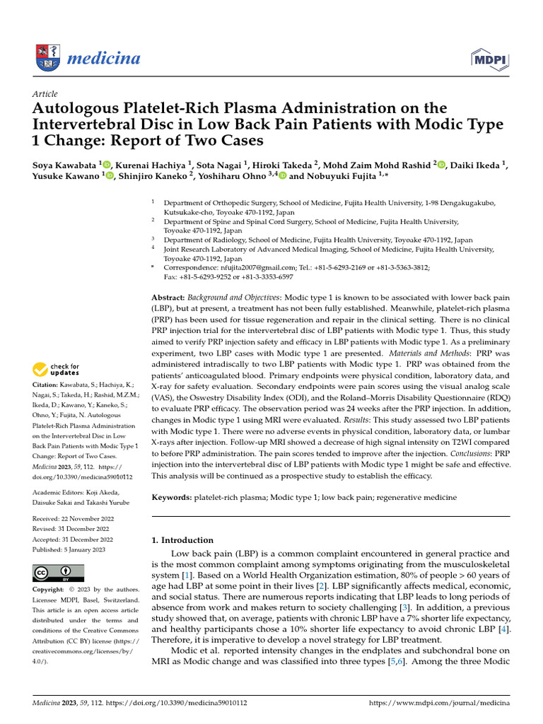 Autologous Platelet-Rich Plasma Administration On | PDF