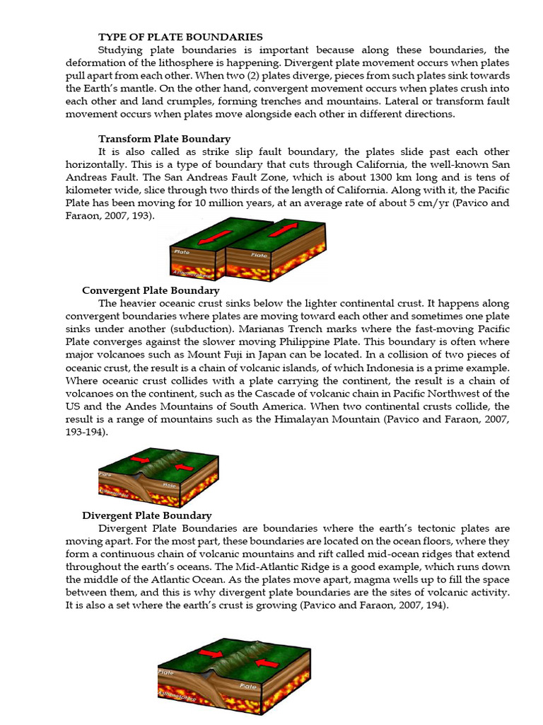 Types of Plate Boundaries | PDF | Plate Tectonics | Volcano