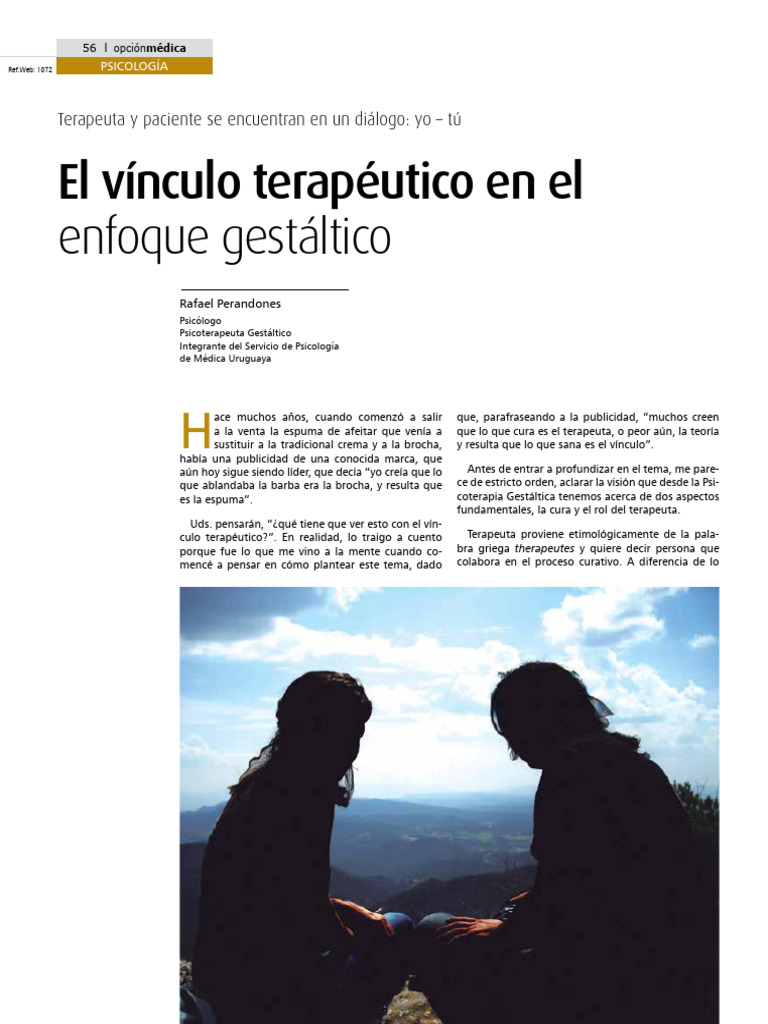 El Vínculo Terapéutico | PDF | Terapia Gestalt | Sicología