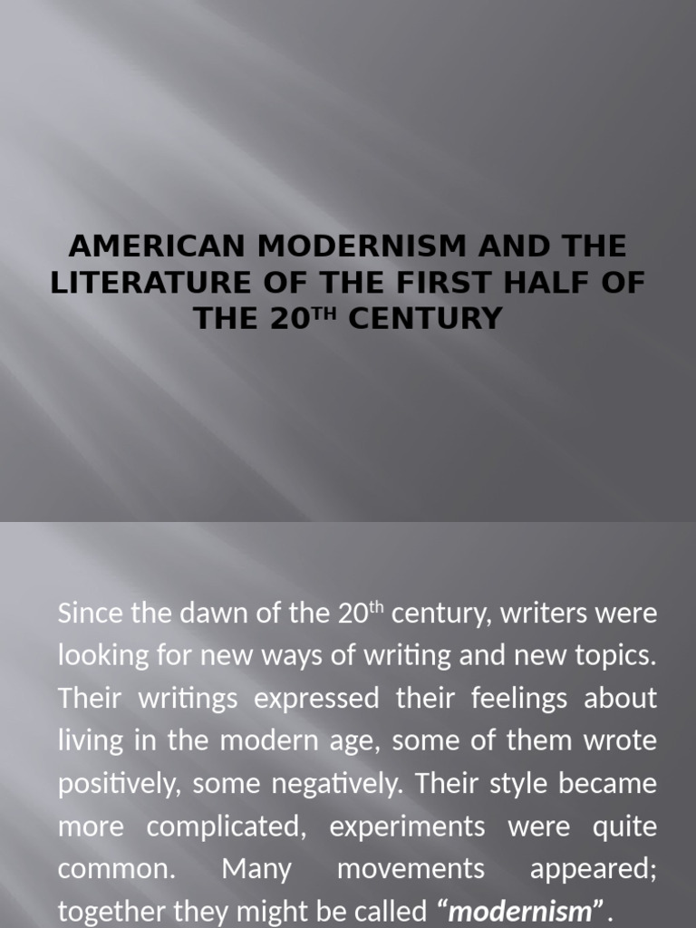 Modernism in Early 20th Century Literature | PDF | Victorian Literature ...