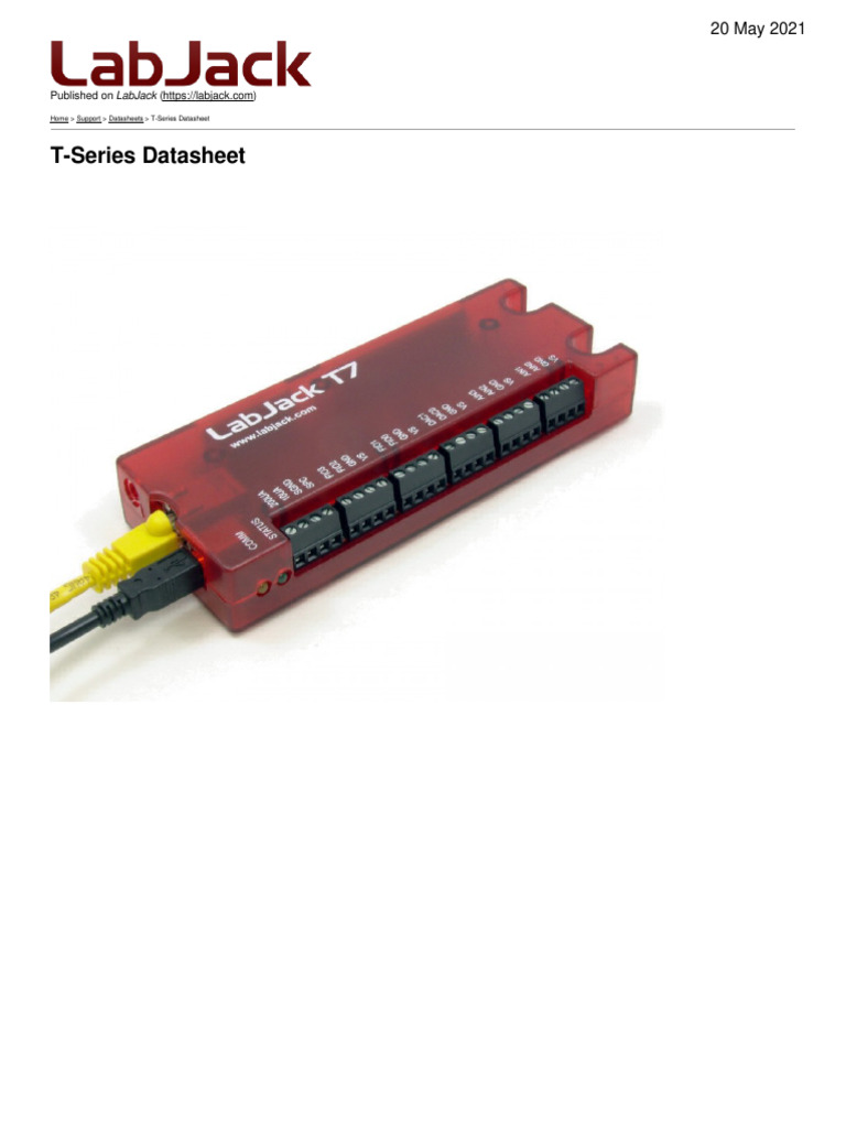 LabJack T Series Datasheet | PDF | Transmission Control Protocol | Business