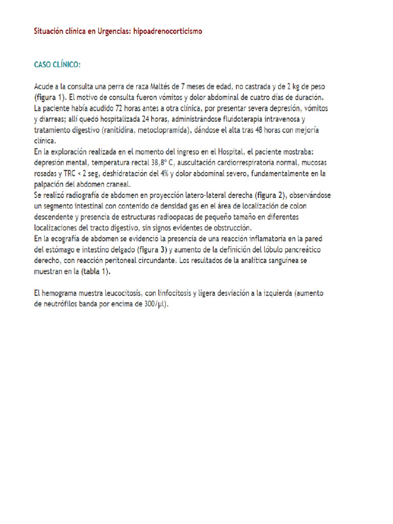 Caso Hipoadrenocorticismo Texto | PDF