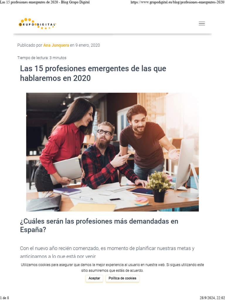 Las 15 profesiones emergentes de 2020 - Blog Grupo Digital | PDF