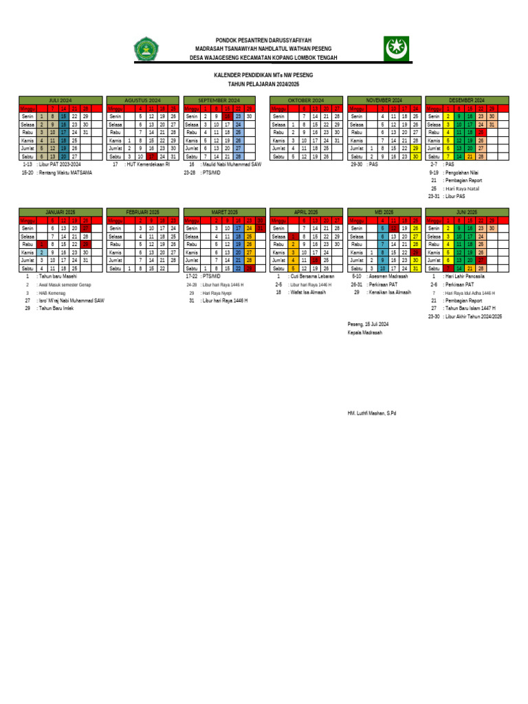Kalender Pendidikan 2024 2025 Pdf