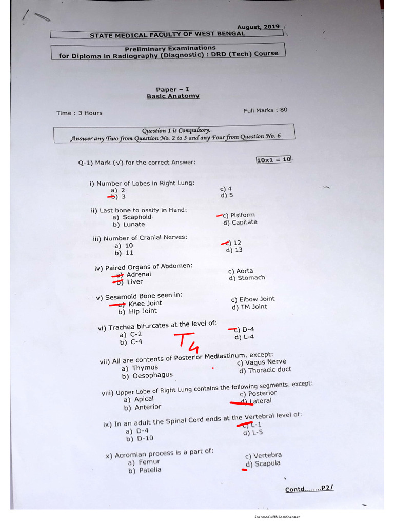 Previous Years Questions of Diploma in Radiography Diagnostic (DRD ...