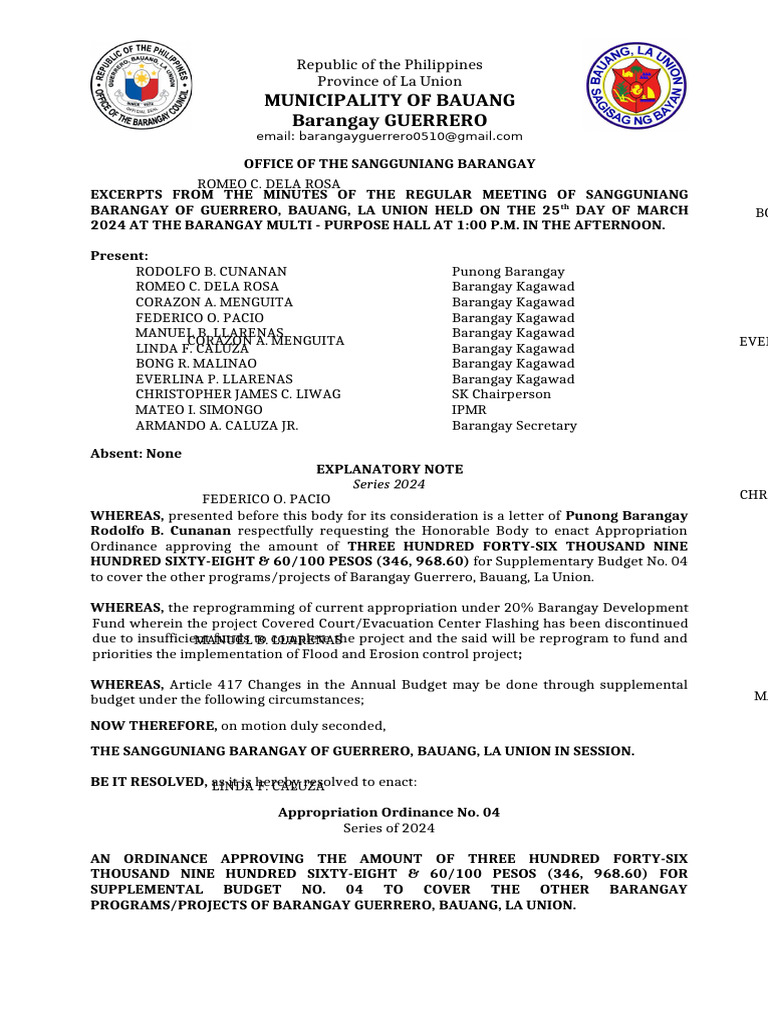 Guerrero Resolution Supplemental Flushging To Canal | PDF