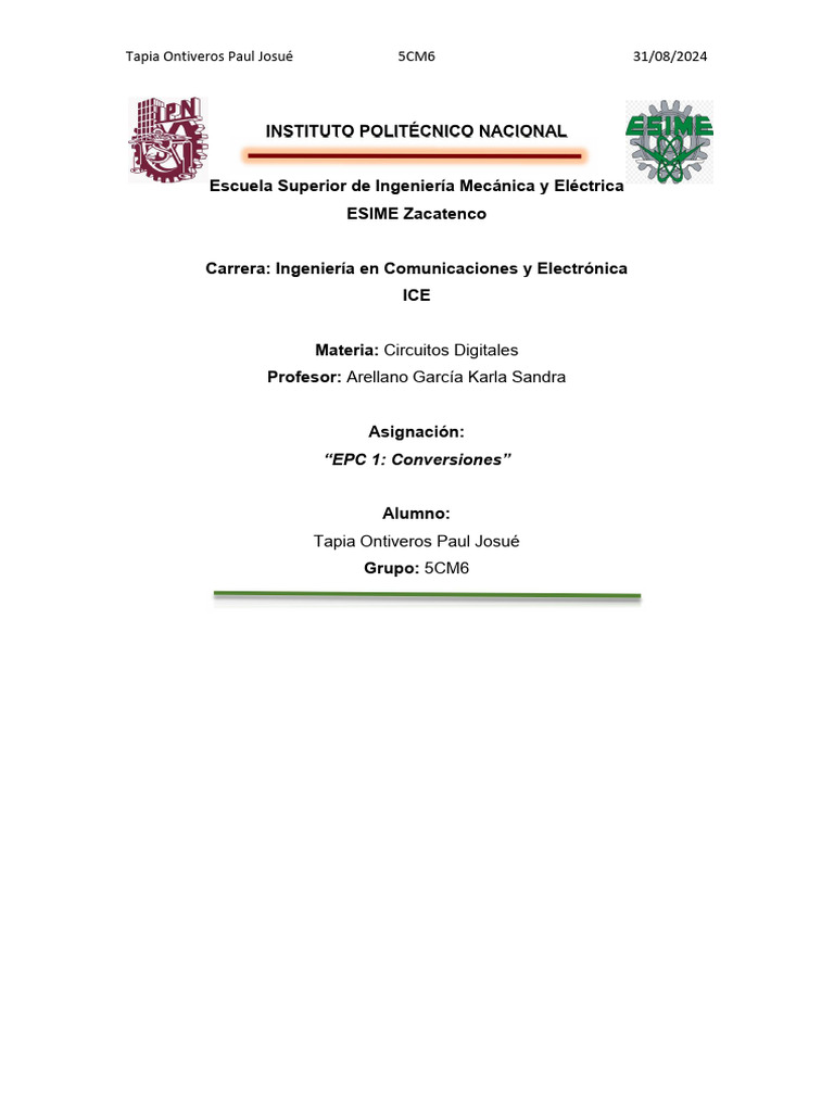 EPC1 CircuitosDig | PDF