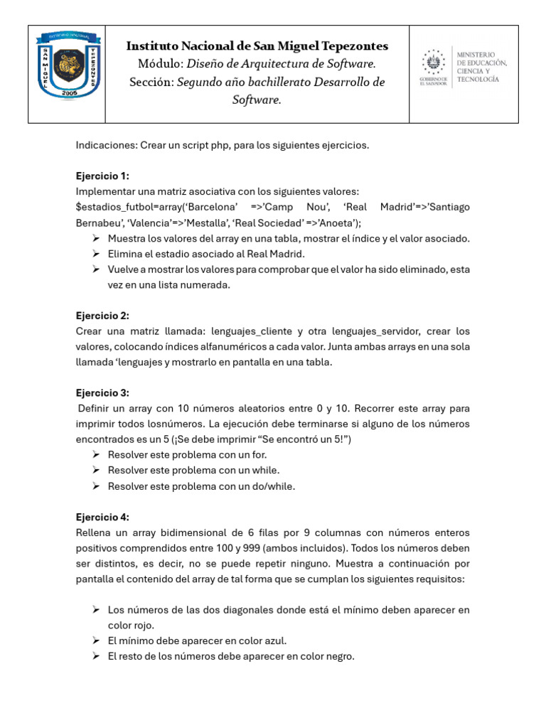 Ejercicios PHP | PDF