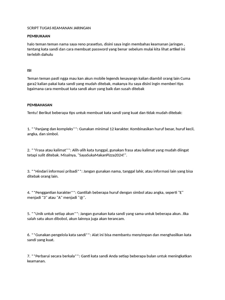 Script Tugas Keamanan Jaringan | PDF