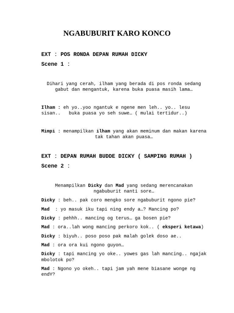 Script Film Pendek Ngabuburit Karo Konco-1 | PDF