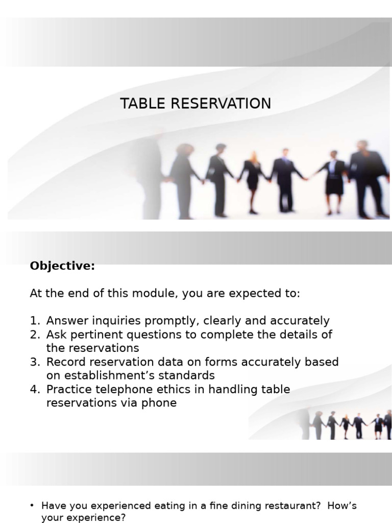 Table Reservation | PDF