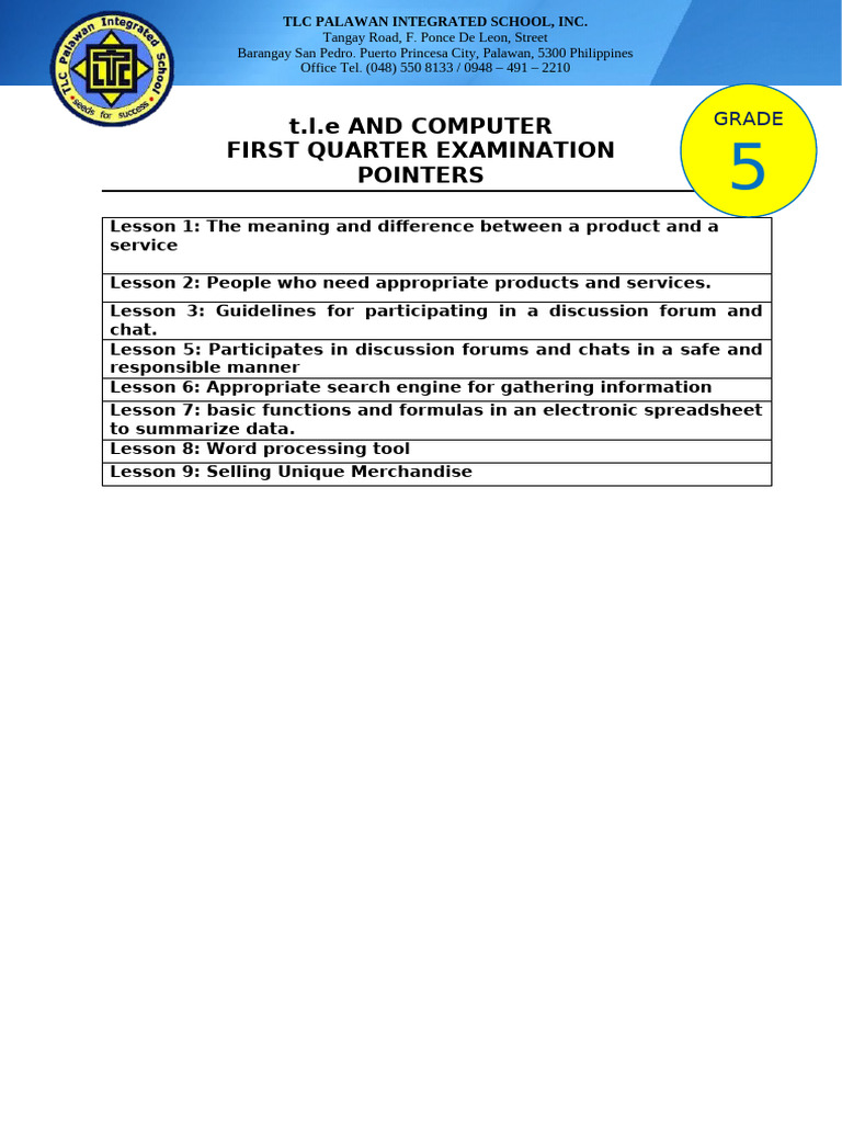Tle Grade 5 | PDF