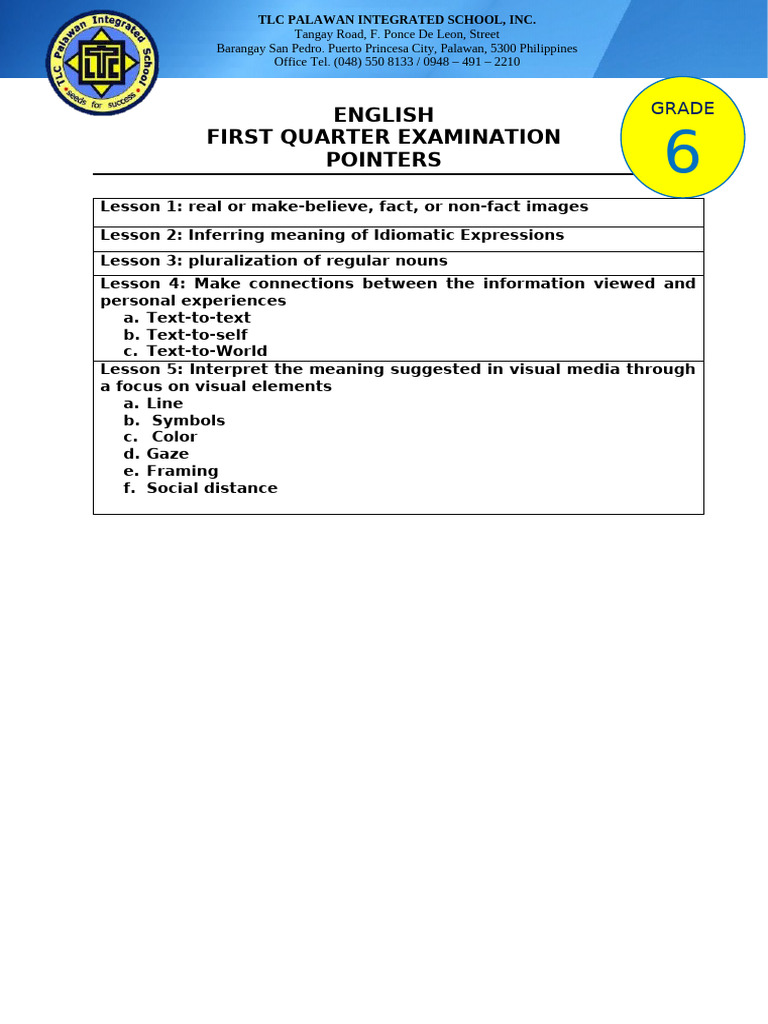 English Grade 6 Pointers | PDF