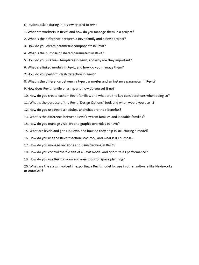 Revit Interview Questions | PDF | Computers
