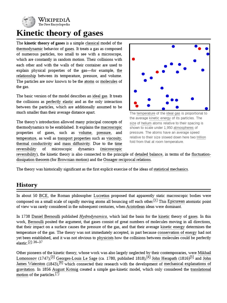 Kinetic Theory of Gases | PDF