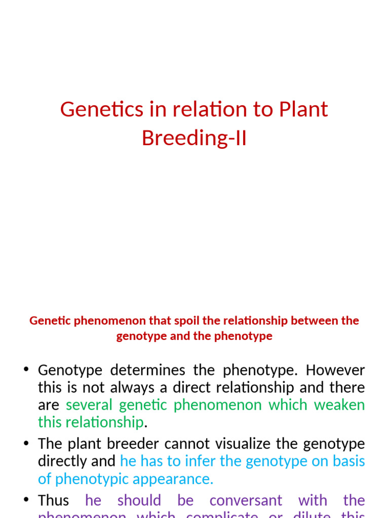Genetic in Relation To Plant Breeding - II | PDF