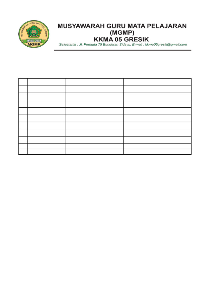 Susunan Pengurus MGMP | PDF