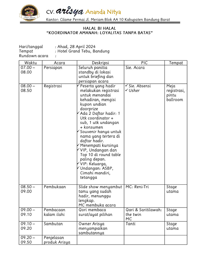Rundown Halbil 2024 | PDF