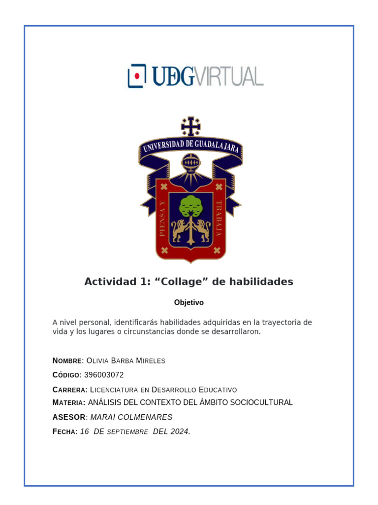 Actividad 1 "Collage" de Habilidades | PDF